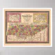 Early Map Of Tennessee 1850 Poster | Zazzle
