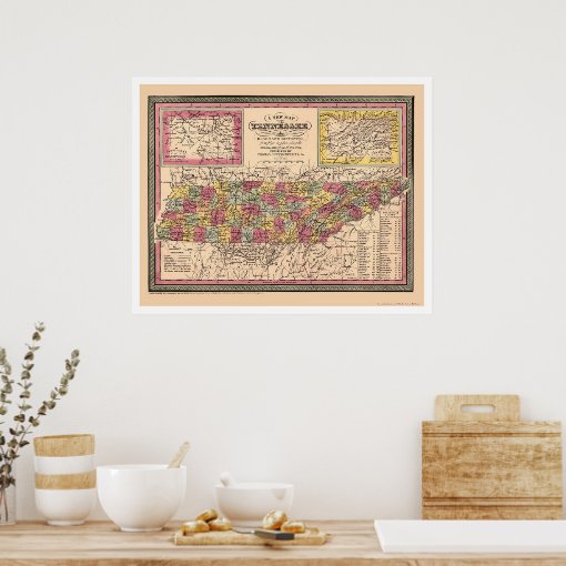 Early Map Of Tennessee 1850 Poster | Zazzle