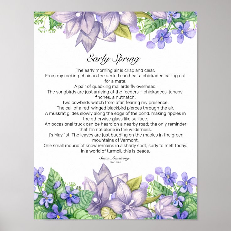 Early Spring in Vermont Poem Poster | Zazzle