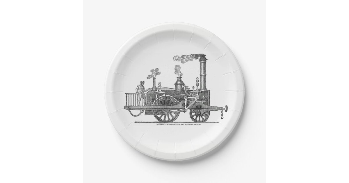 Early Steam Locomotive Paper Plates | Zazzle