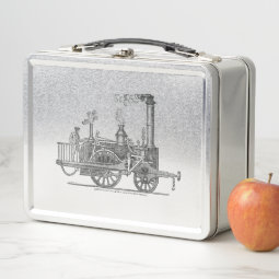 Early Steam Train Locomotive Metal Lunch Box | Zazzle
