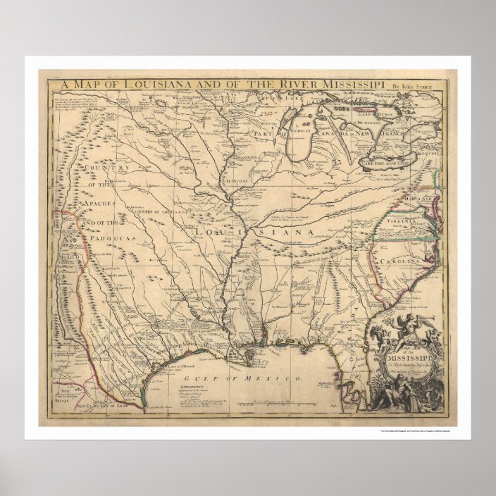 Early United States Map by Senex 1721 Poster | Zazzle.com