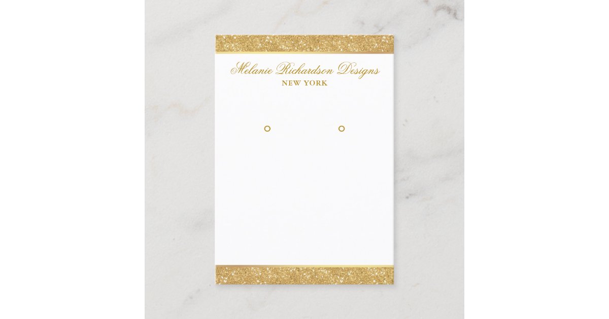 Earring Display Card Gold Glitter | Zazzle