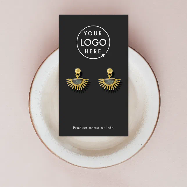 Earring Display Card | Logo Black Jewelery Display | Zazzle