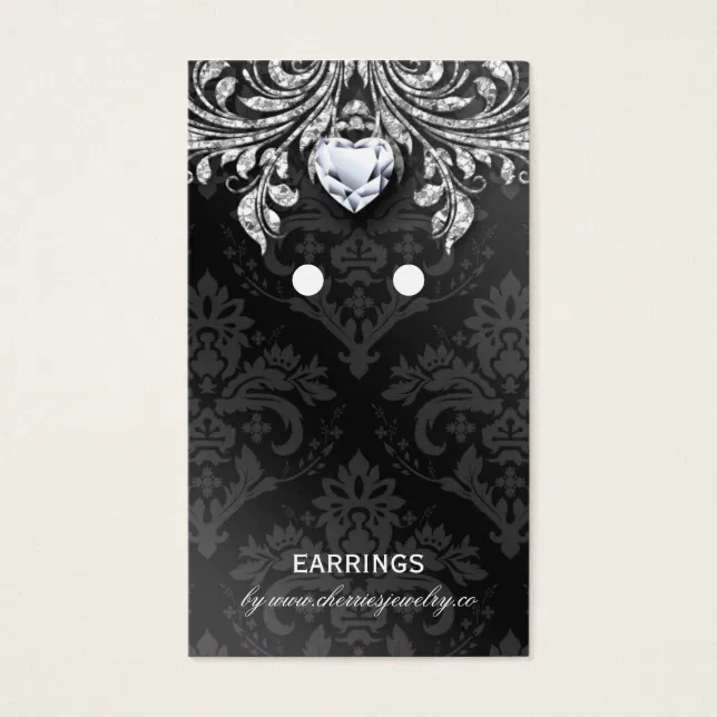Earring Display Cards Vintage Damask Jewelry | Zazzle