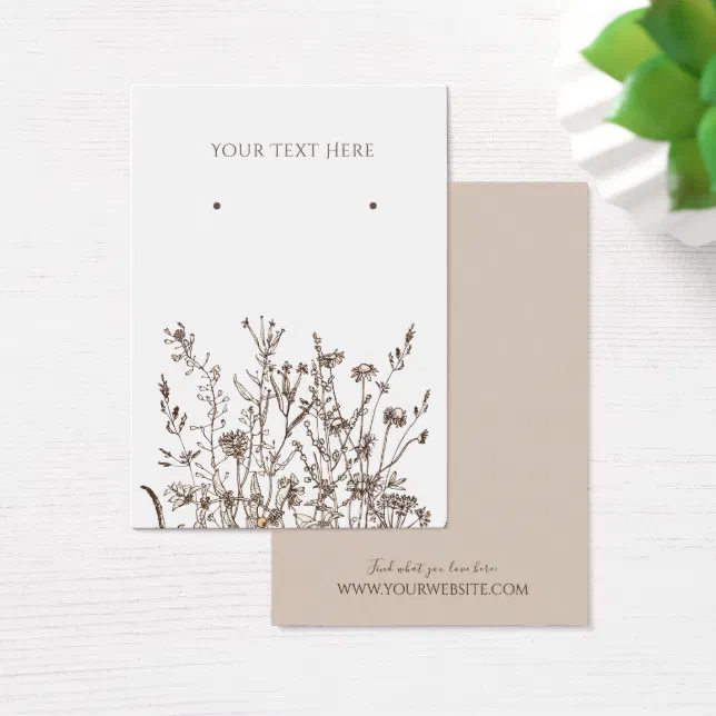 Earring Jewelry Display Card • Earthy Floral | Zazzle