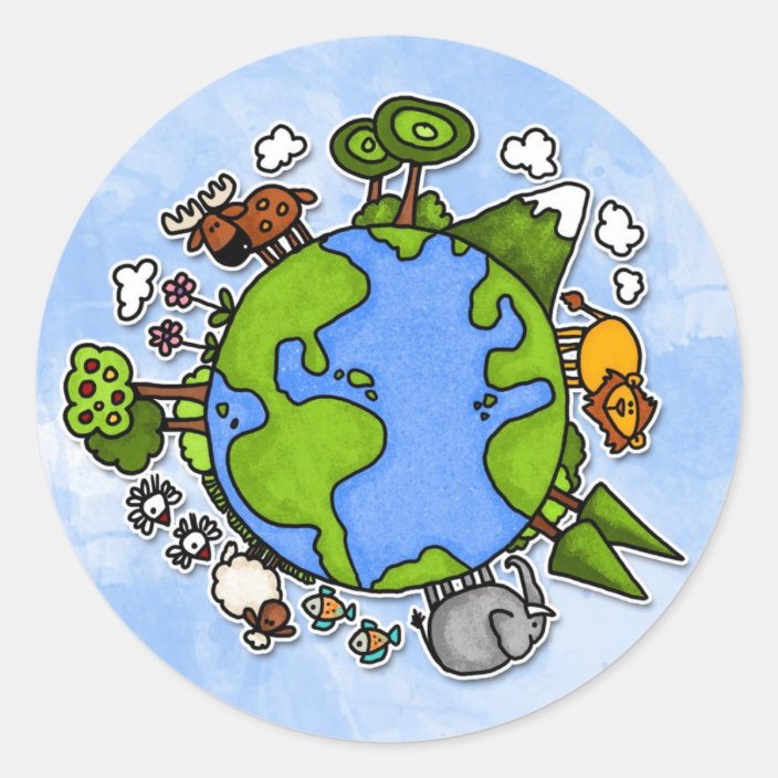 earth classic round sticker | Zazzle.com