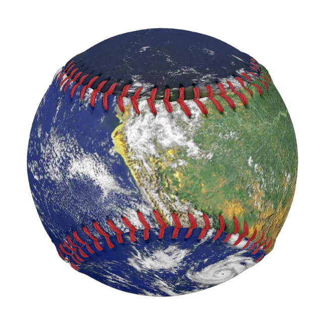 Earth continents and oceans blue green globe baseball | Zazzle