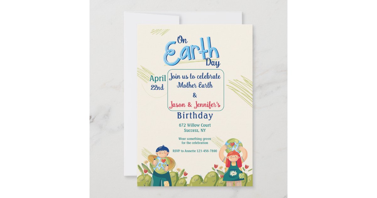 Earth Day Birthday Party Invitation Zazzle earth-day-birthday-party-invitation-zazzle