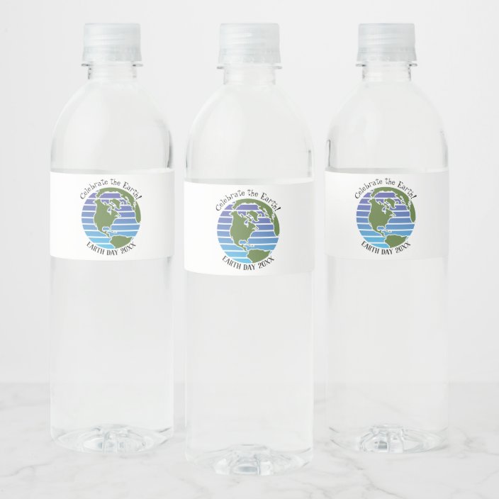 Earth Day Blue Green Globe Map Planet Water Bottle Label | Zazzle.com