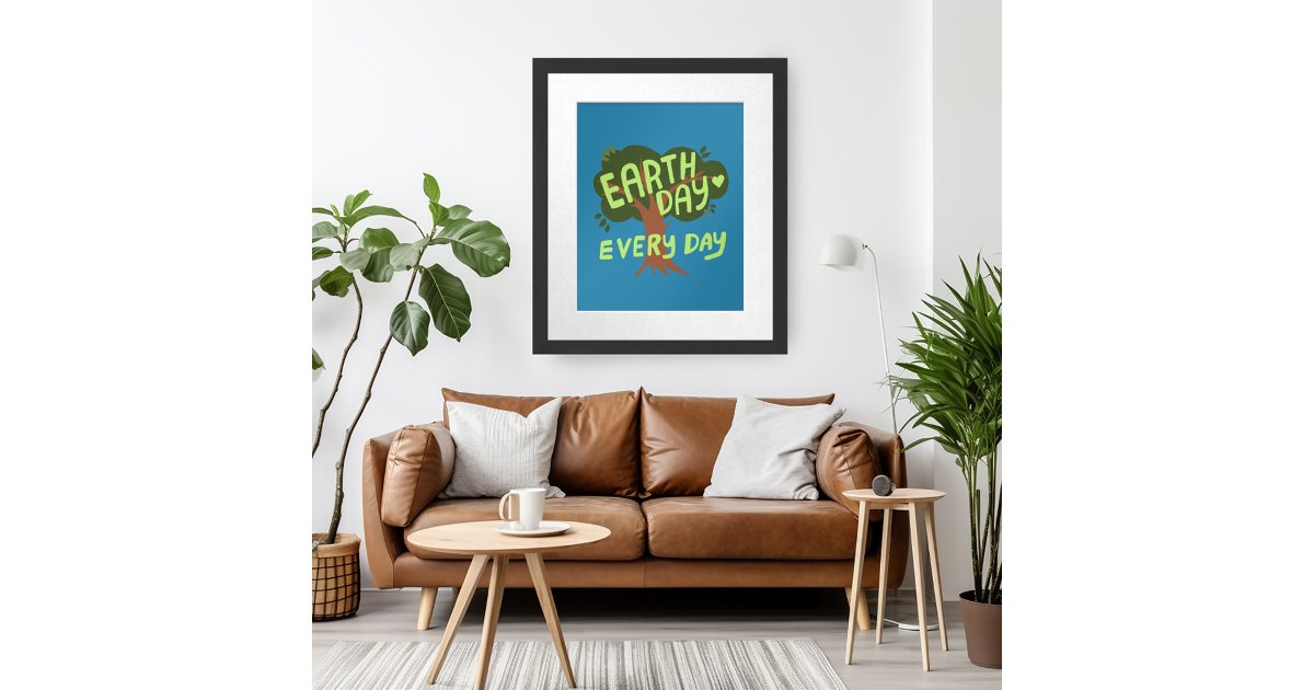 EARTH DAY EVERY DAY Handlettered Tree Poster | Zazzle