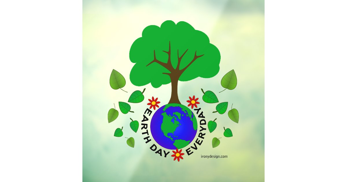 Earth Day Everyday Green Tree Window Cling | Zazzle