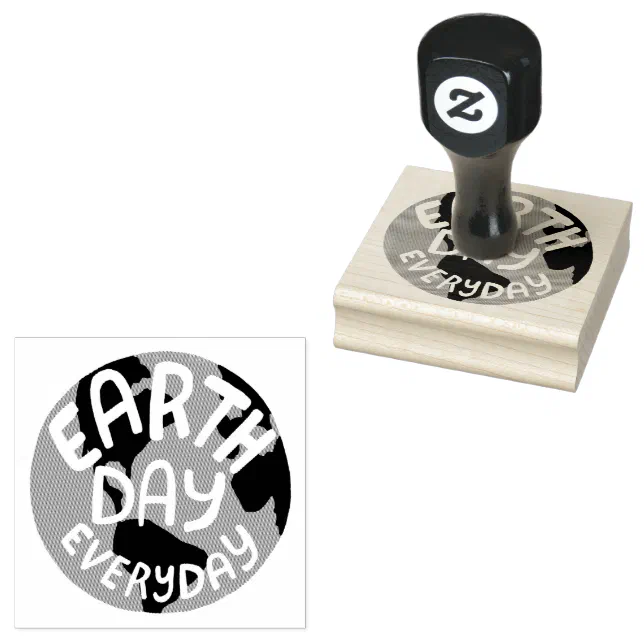 Earth Day Everyday Planet Globe Simple Modern Rubber Stamp | Zazzle