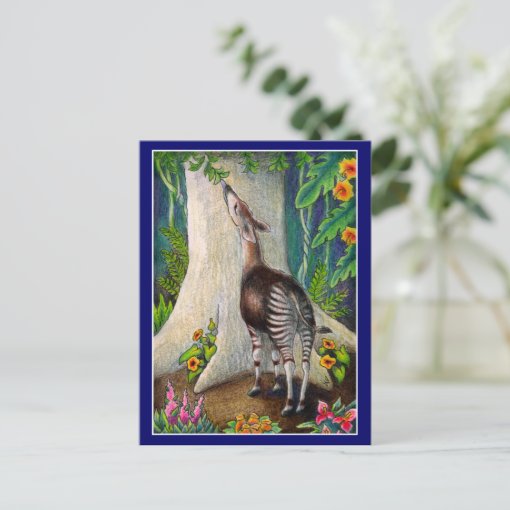 Earth Day Okapi Rainforest post card | Zazzle