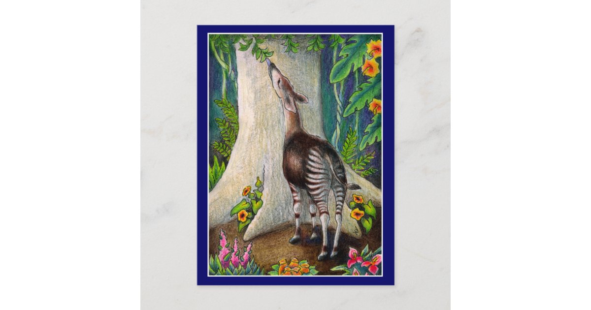 Earth Day Okapi Rainforest post card | Zazzle