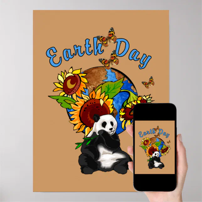 Earth Day Panda And Sunflower Poster | Zazzle