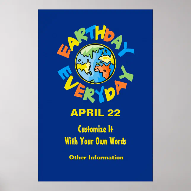 Earth Day Poster April 22 Resize Custom | Zazzle