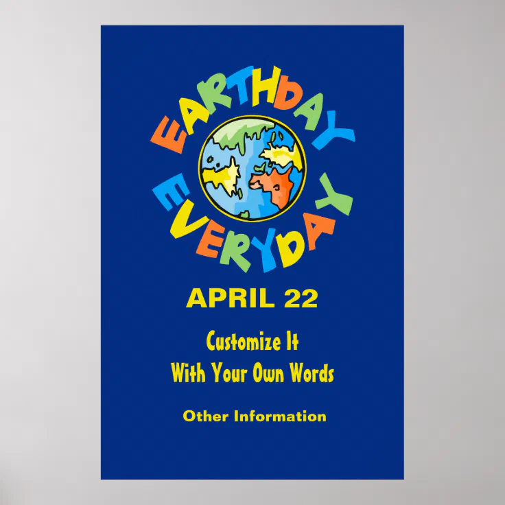 Earth Day Poster April 22 Resize Custom | Zazzle