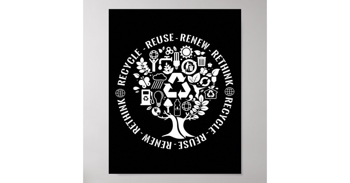 Earth Day Recycle Reuse Renew Rethink Conservation Poster | Zazzle