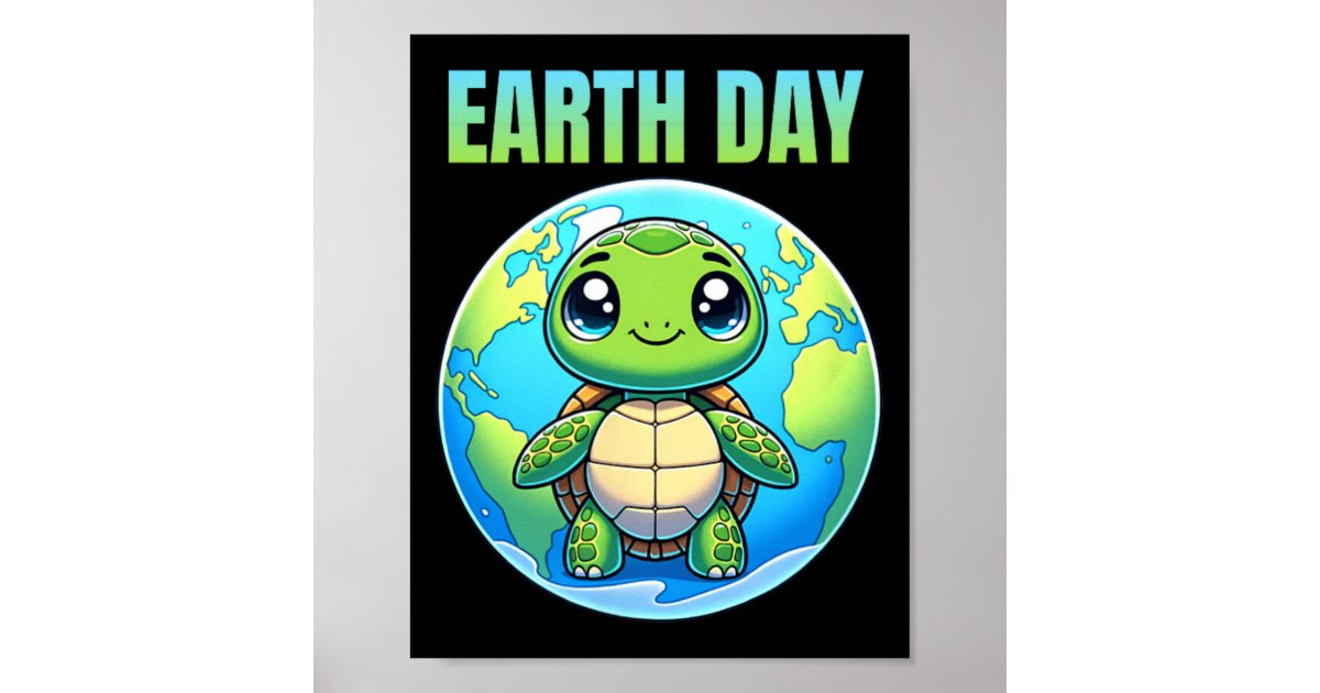 Earth Day Restore Earth Turtle 2025 Poster | Zazzle