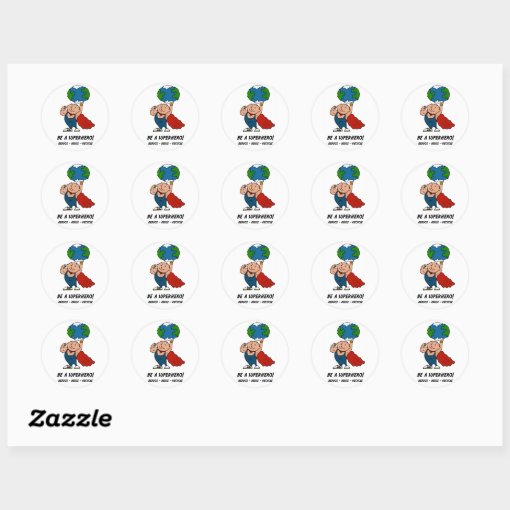 Earth Day Superhero Classic Round Sticker | Zazzle