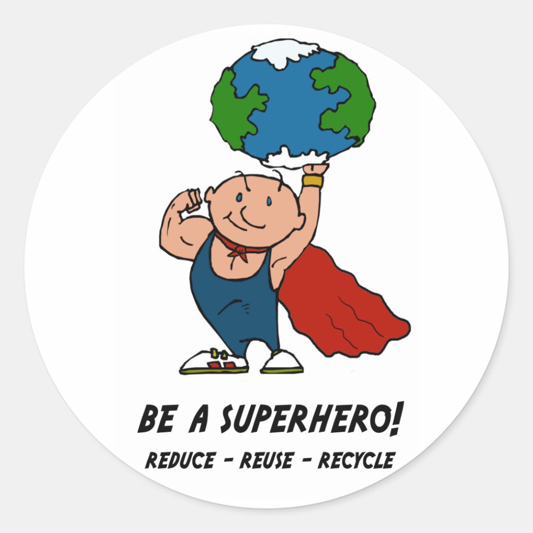 Earth Day Superhero Classic Round Sticker | Zazzle