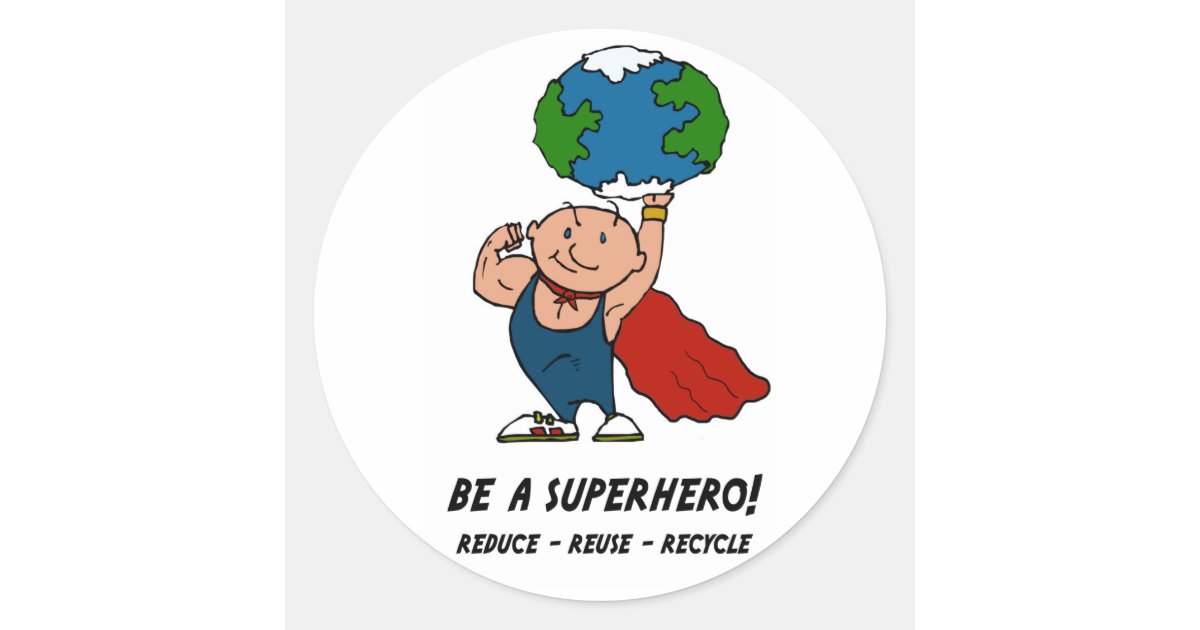 Earth Day Superhero Classic Round Sticker | Zazzle