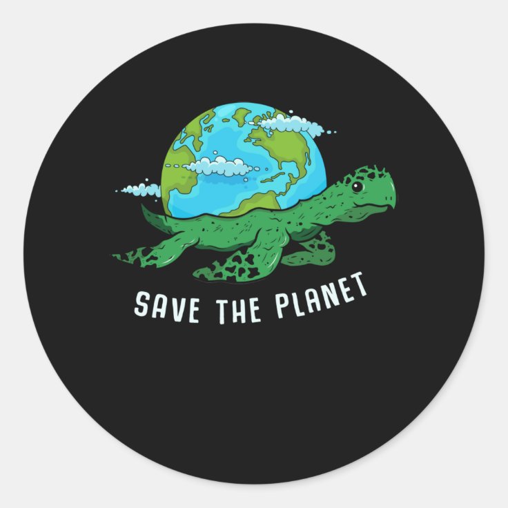 Earth Day Turtle Lover Ocean Save Recycle Planet Classic Round Sticker ...