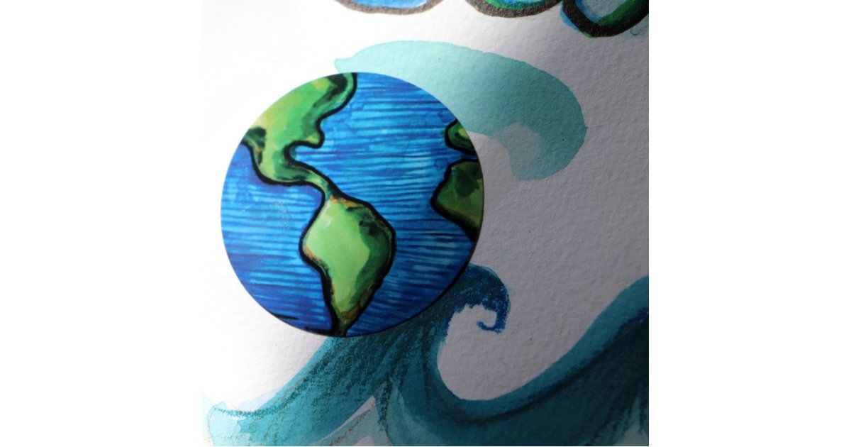 Earth Day Watercolor Environmentalism Artwork Classic Round Sticker ...