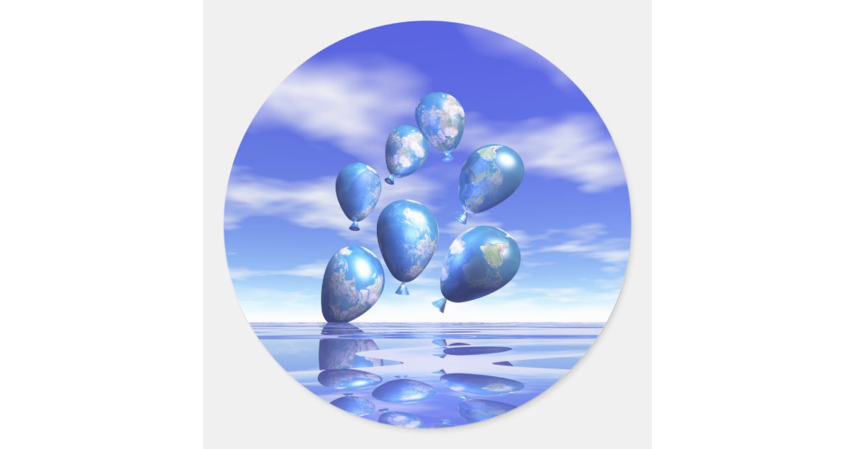 Earth Day World Balloons Classic Round Sticker | Zazzle