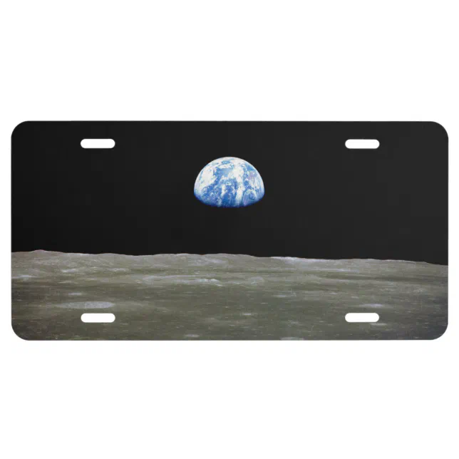 Earth from Moon in Black Space: Earthrise License Plate | Zazzle
