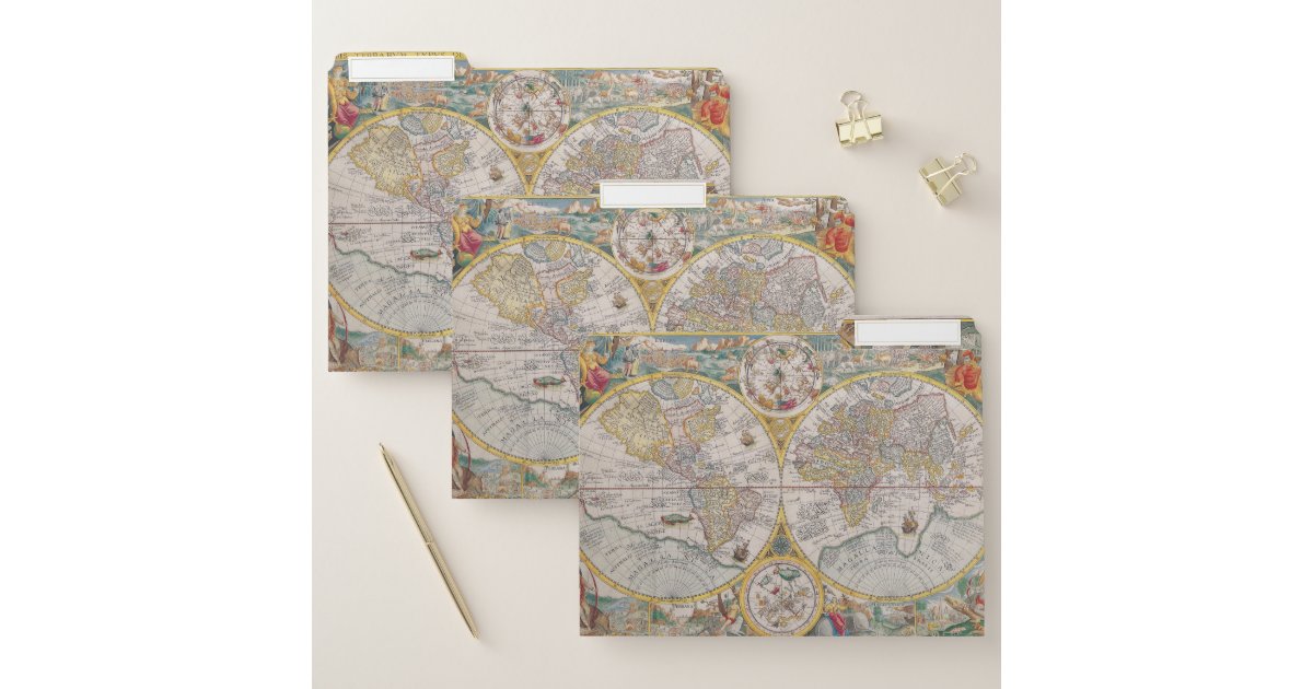 Earth geography travel map atlas file folder | Zazzle