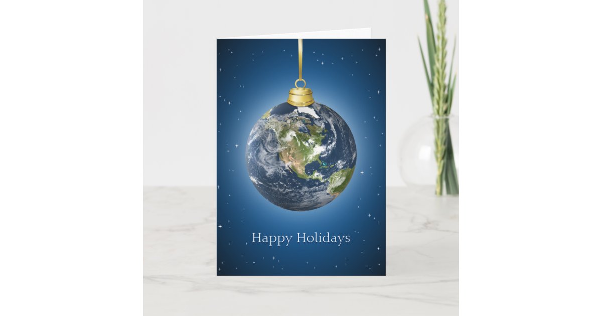 Earth Globe Christmas card | Zazzle