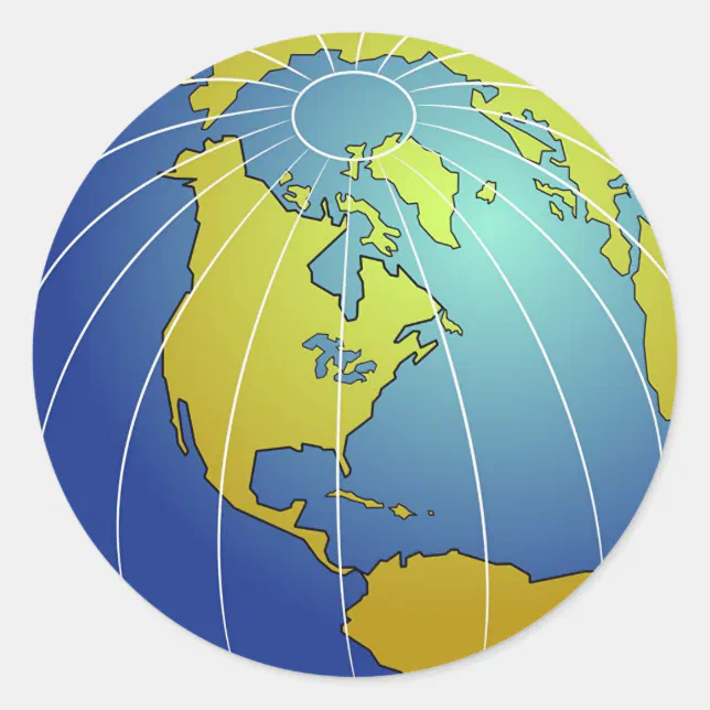 Earth Globe Classic Round Sticker | Zazzle