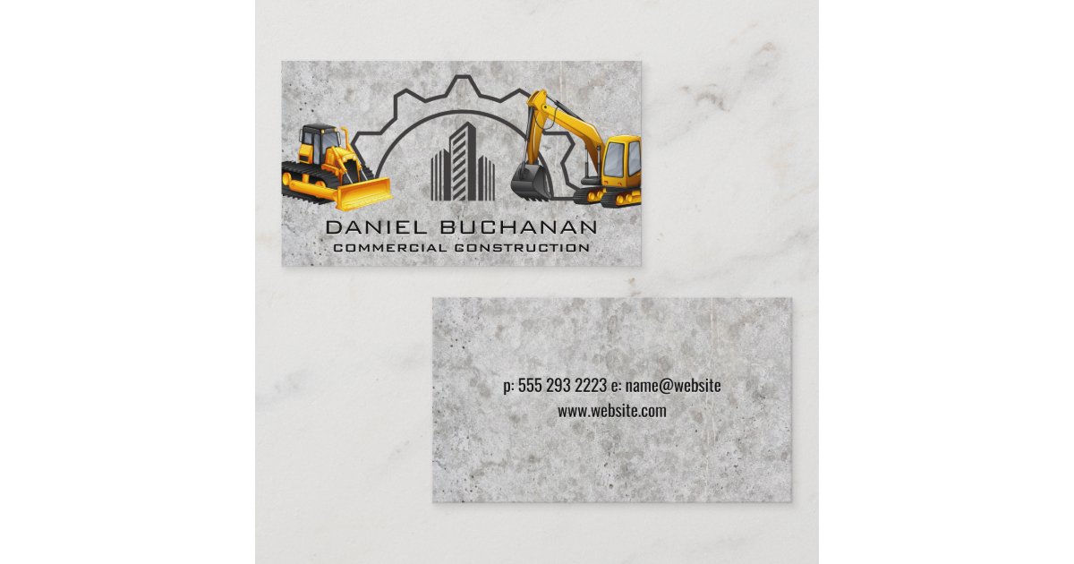 Earth Mover | Construction Vehicle | Concrete Business Card | Zazzle