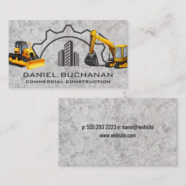 Earth Mover | Construction Vehicle | Concrete Business Card | Zazzle