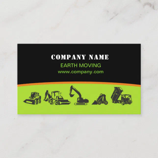 Earth moving, excavator, landscaping business card | Zazzle