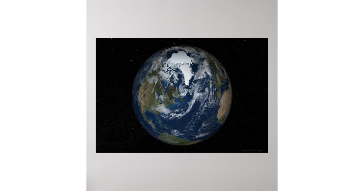 Earth North Polar View 78x52 (60x40) Poster | Zazzle