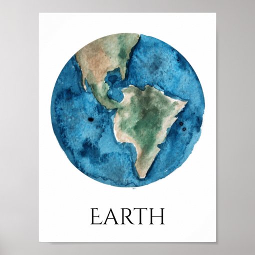 Earth Planet Watercolor Poster | Zazzle
