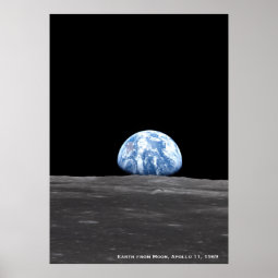 Earth Rising Over Moon, Apollo 11, 1969 Poster | Zazzle