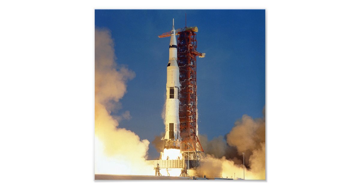 Earth Shakes as Saturn V Blazes Skyward to Moon Photo Print | Zazzle