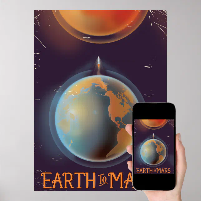 Earth To Mars Vintage Sci-Fi poster | Zazzle