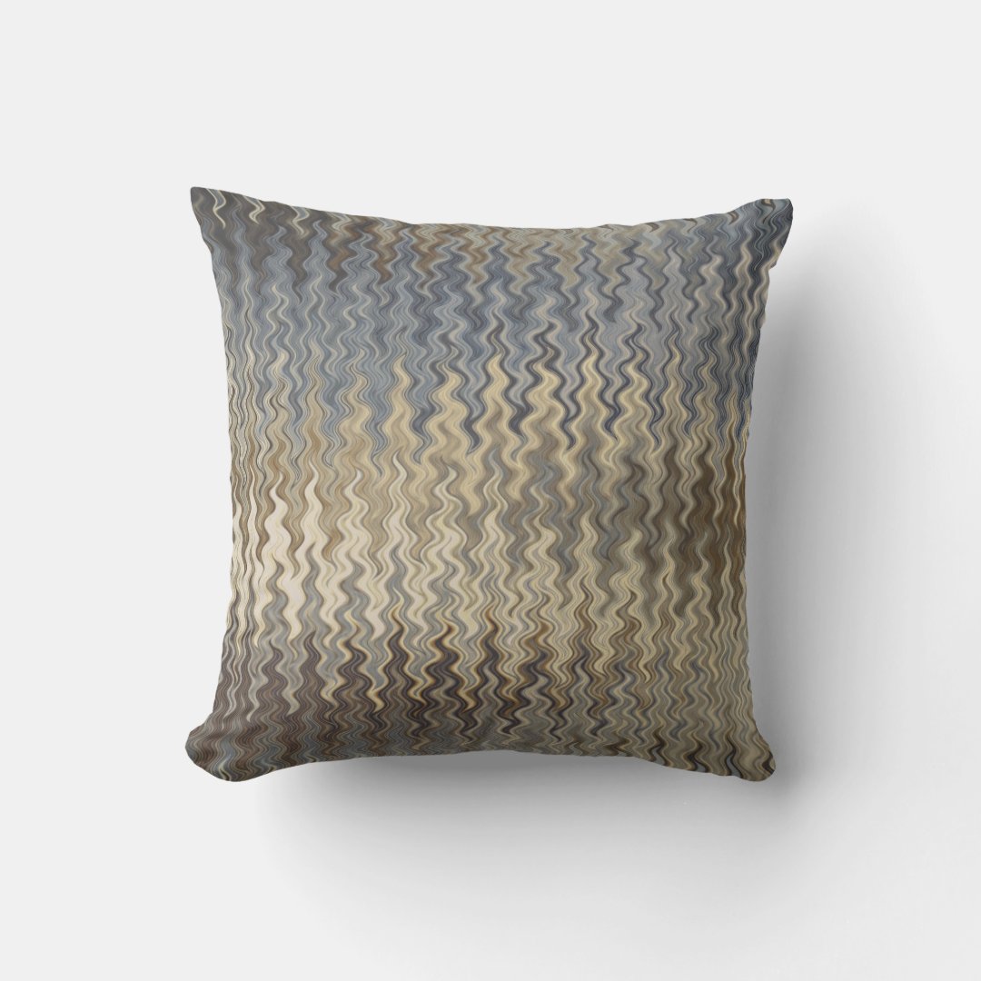 Earth Toned Wavy Pattern Throw Pillow | Zazzle