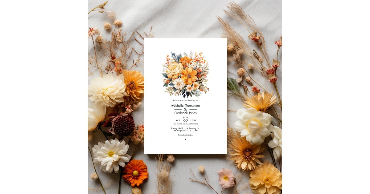 Earth Tones Floral Wedding Invitation | Zazzle