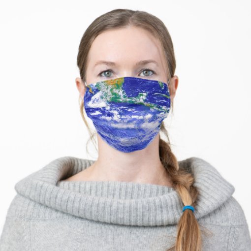 Earth View Continents Oceans Space Theme Adult Cloth Face Mask | Zazzle