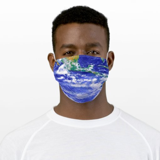 Earth View Continents Oceans Space Theme Adult Cloth Face Mask | Zazzle