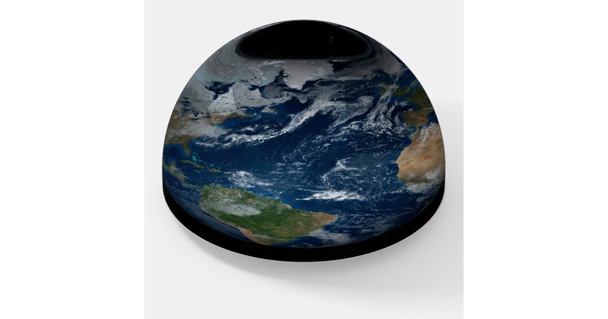 Earth With Clouds And Sea Ice Paperweight | Zazzle