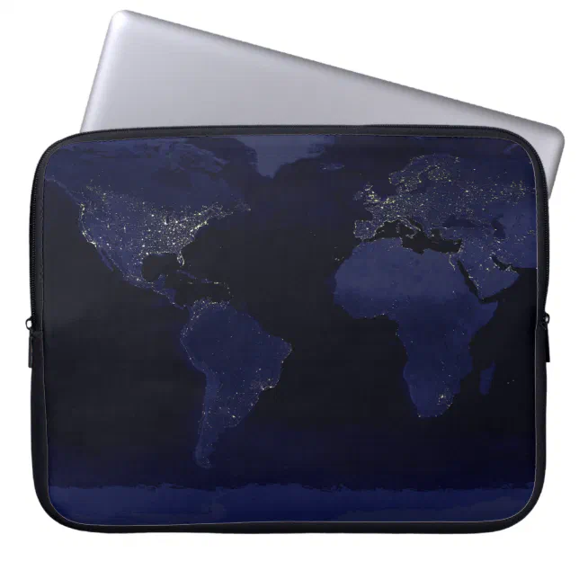 Earth World Map City Lights at Night Satellite Laptop Sleeve | Zazzle