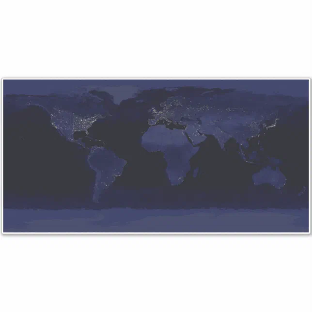 Earth World Map City Lights at Night Satellite Sticker | Zazzle