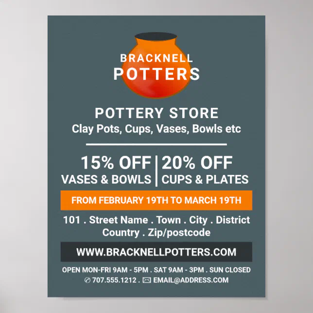 Earthen Pot Design, Pottery Store, Potters Advert Poster | Zazzle